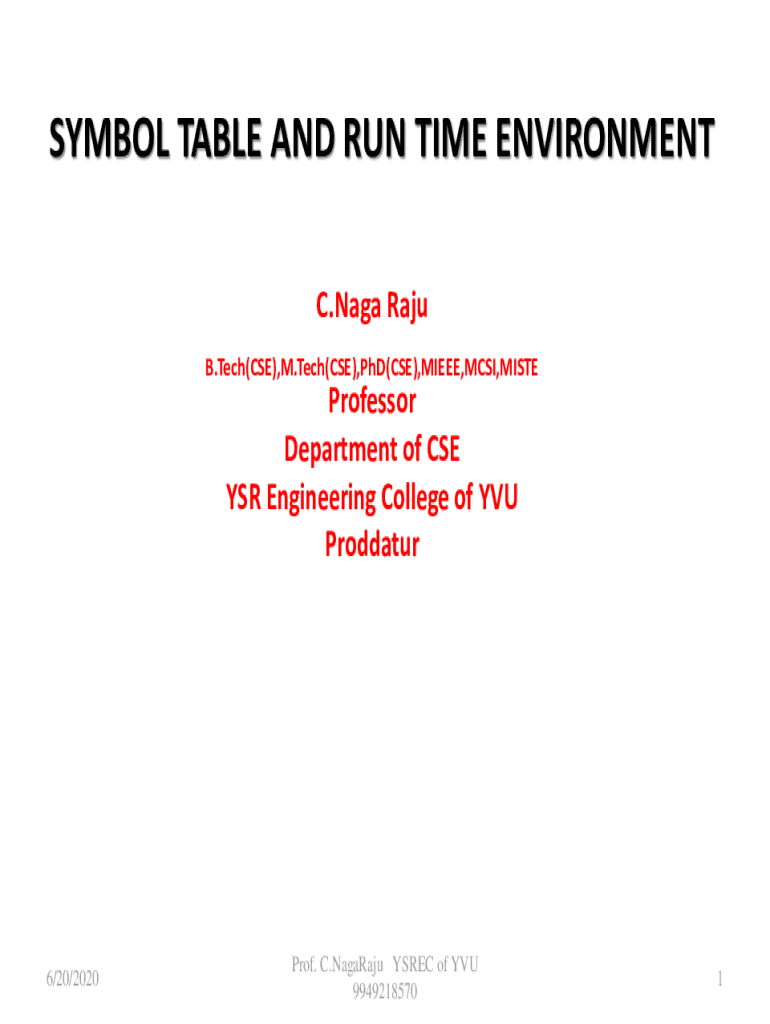 Fillable Online Y.S.R Engineering College(Unit of Yogi Vemana ...