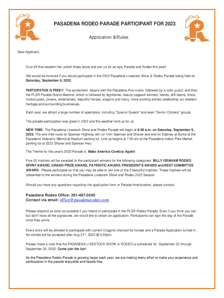 Fillable Online Rodeo Parade Participant Form Fax Email Print - pdfFiller
