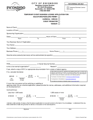 Fillable Online Special Event Business License Application. Business ...