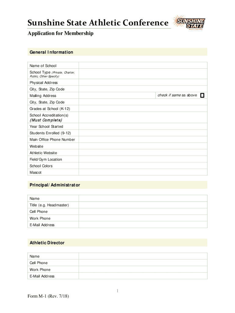 Fillable Online Sunshine State Athletic Association Fax Email Print - pdfFiller