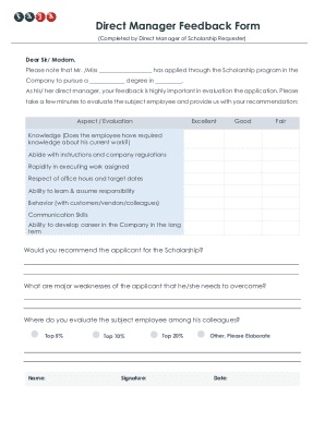 Fillable Online Direct Manager Feedback Form Fax Email Print - pdfFiller