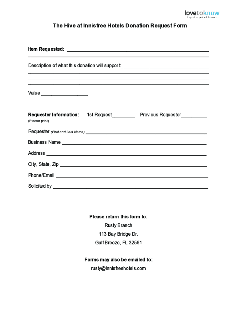 Fillable Online Donation Request Form. Donation Request Form Fax Email Print - pdfFiller