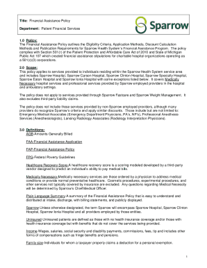 Fillable Online Title: Financial Assistance Policy Department: Patient ...
