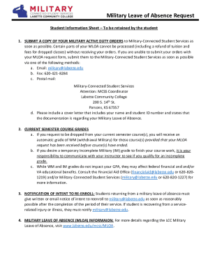 Fillable Online MCSS Military Leave of Absence Request Form Fax Email ...