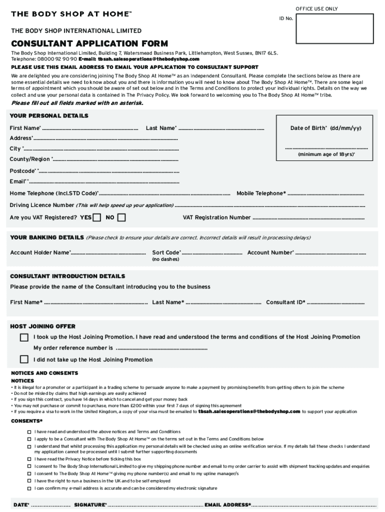 Fillable Online the body shop international limited - Companies House ...