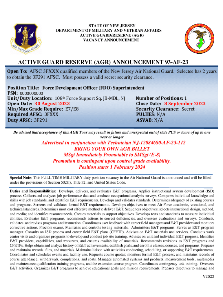 Fillable Online ACTIVE GUARD I RESERVE (AGR) POLICIES AND ... Fax Email Print - pdfFiller