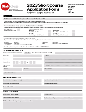 Fillable Online 2023 Short Course Application Form Fax Email Print ...
