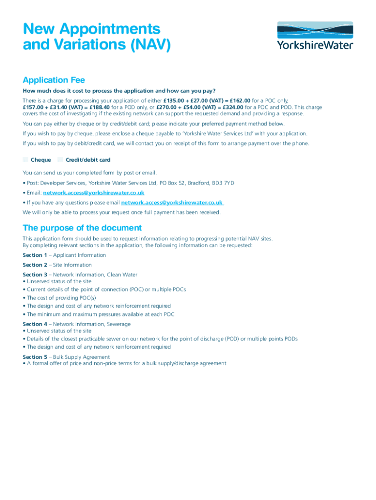 Fillable Online New Appointments and Variations (NAV). Application form for Fax Email Print ...