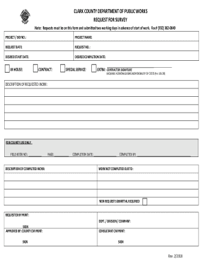 Fillable Online Survey Request Form - Clark County Public Works Fax ...