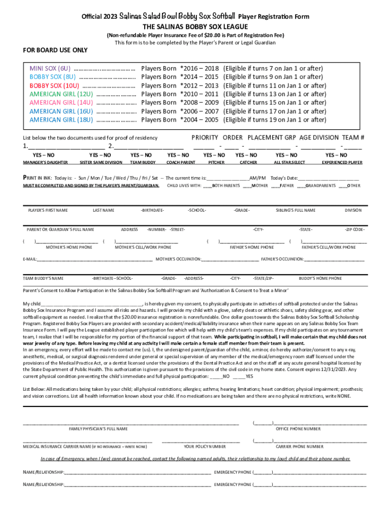 Fillable Online 2023 SBS REGISTRATION FORM TEMPLATE Fax Email Print ...