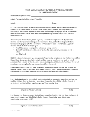 Fillable Online Sudden Cardiac Arrest Information Sheet for Student ...