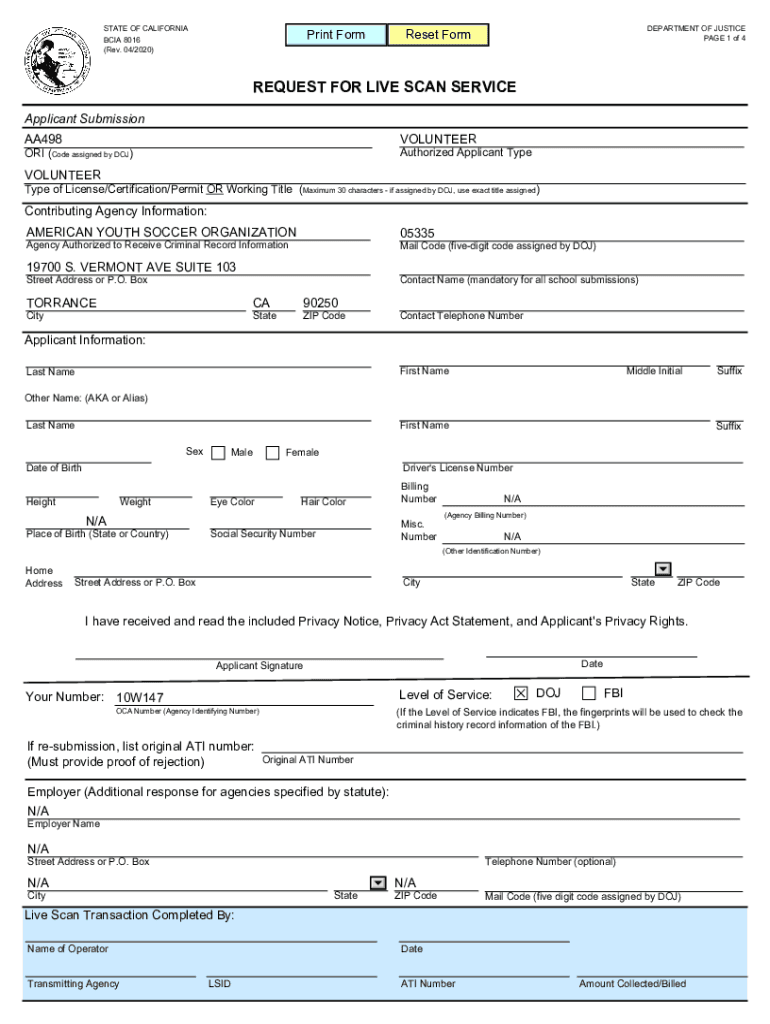 Fillable Online 2020-2023 CA BCIA 8016 (Formerly BCII 8016)Fill Online ...