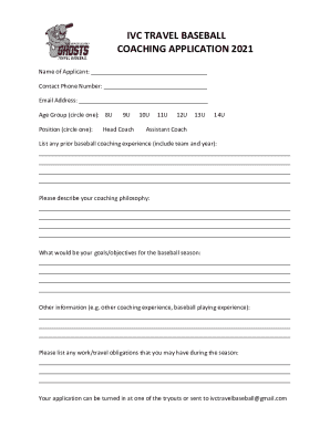 Fillable Online We are hosting a one day tryout for... - IVC Travel Baseball Fax Email Print ...