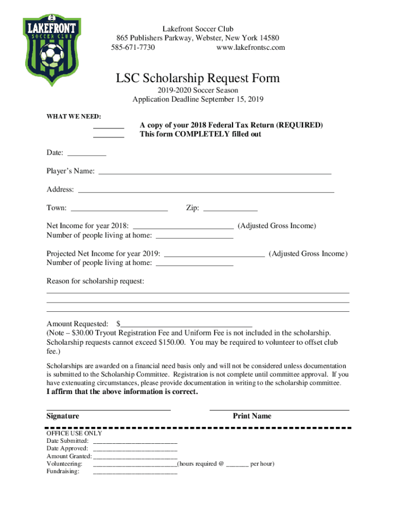Fillable Online LSC Scholarship Request Form - cloudfront.net Fax Email Print - pdfFiller