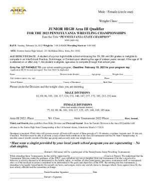 Fillable Online 2023 Junior High Entry Form Fax Email Print - pdfFiller