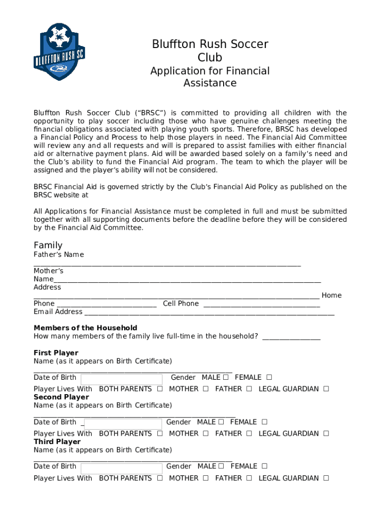 Bluffton Rush Soccer Club Doc Template | pdfFiller
