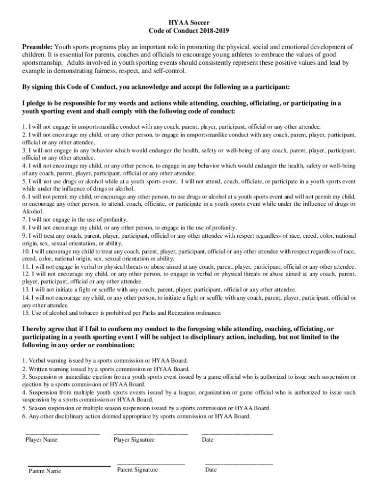 Fillable Online HYAA Sports Code of Conduct Preamble - cloudfront.net ...