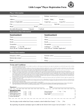 Fillable Online Player Registration Form - Fill Online, Printable, Fillable ... Fax Email Print ...