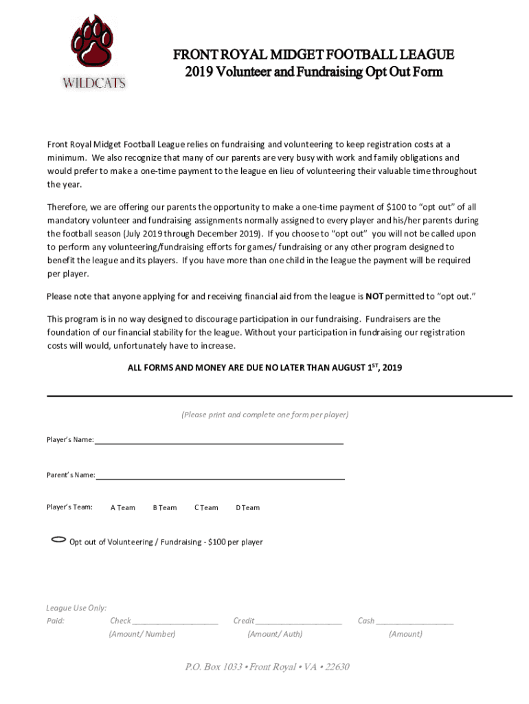Fillable Online volunteer and fundraising opt out form 2019.pdf ...