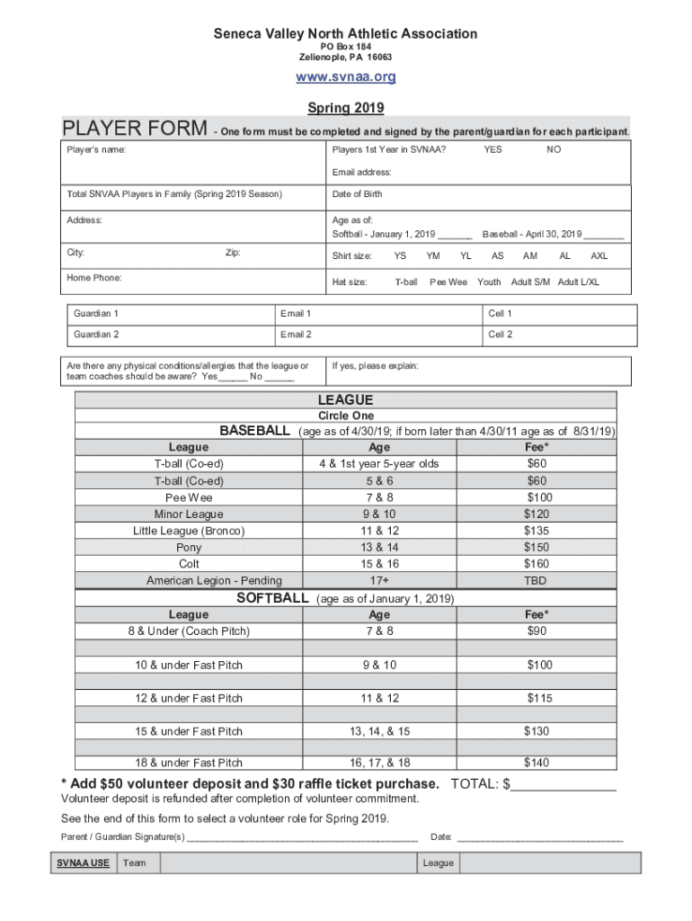 Fillable Online Seneca Valley HS - Athletic Forms Fax Email Print ...