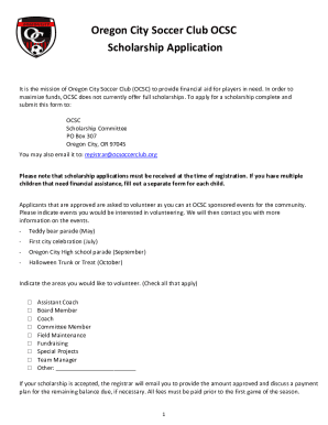 Fillable Online Oregon City Soccer Club (OCSC) Solicitud de beca Fax ...