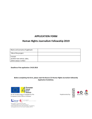 Fillable Online APPLICATION FORM Human Rights Journalism ... Fax Email ...