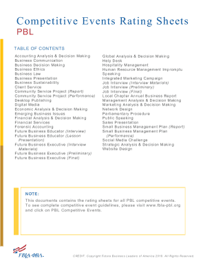 Fillable Online Competitive Events Rating Sheets - FBLA Collegiate Fax ...