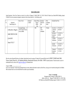 Fillable Online Difference Between Quotation and Tender Fax Email Print - pdfFiller