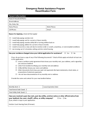 Fillable Online Emergency Rental Assistance Program Recertification ...