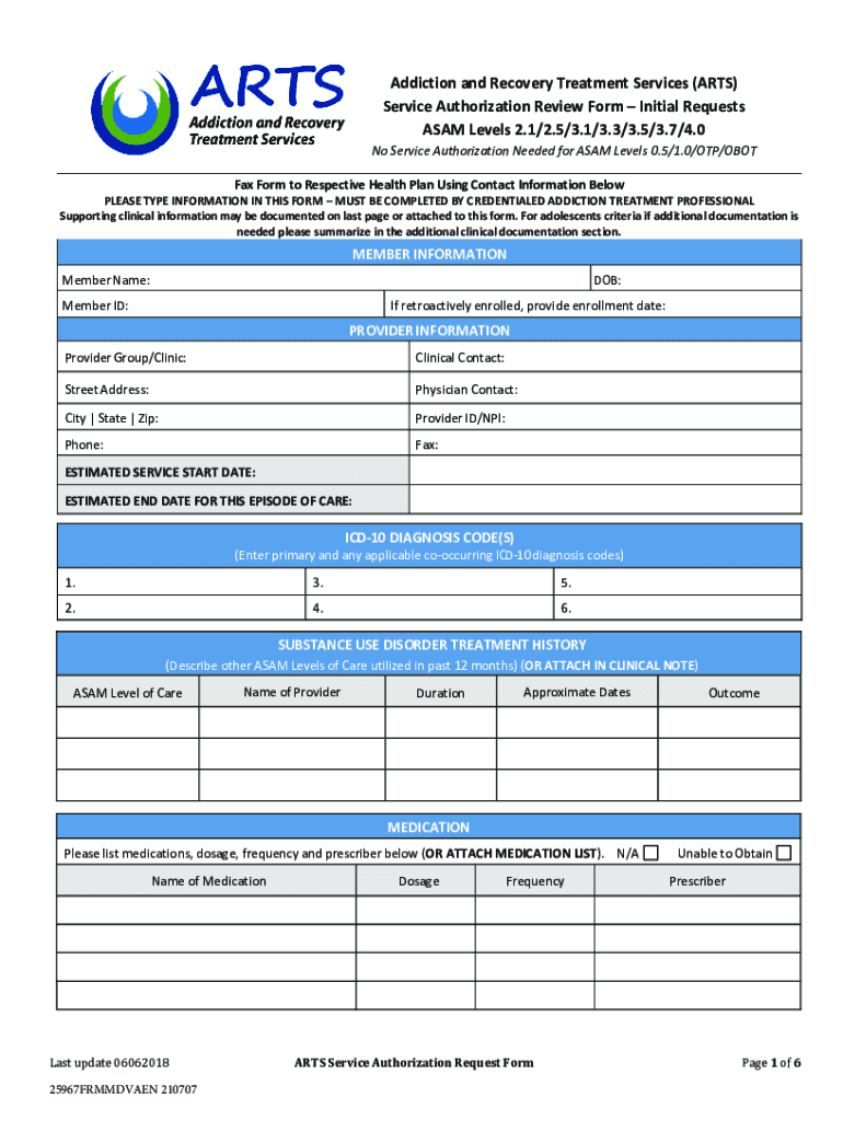 Fillable Online VA ARTS Service Authorization Review Form - Extension ...