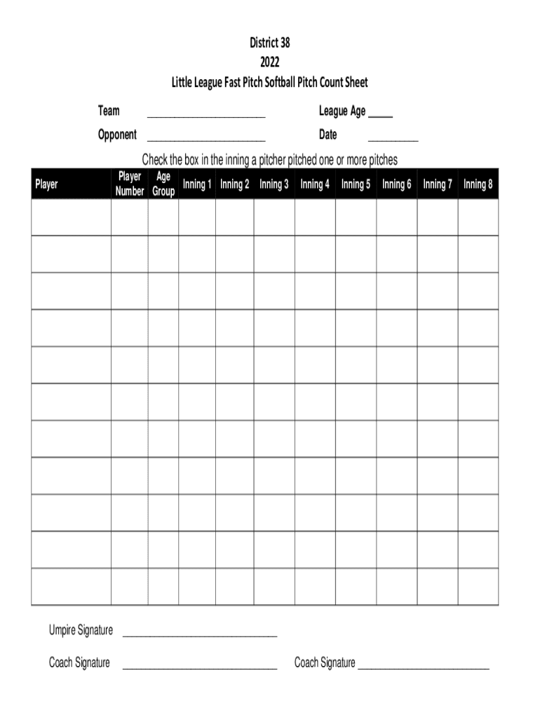 Fillable Online Pitch Counts in Youth Baseball and Softball: A Historical ... Fax Email Print ...