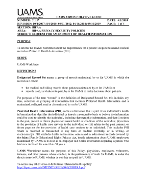 Fillable Online hipaa uams EDIT6 3132 Patient Request to Amend Record Fax Email Print - pdfFiller