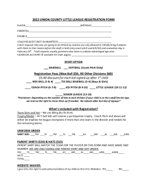 Fillable Online 2022 union county little league registration form - cloudfront.net Fax Email ...