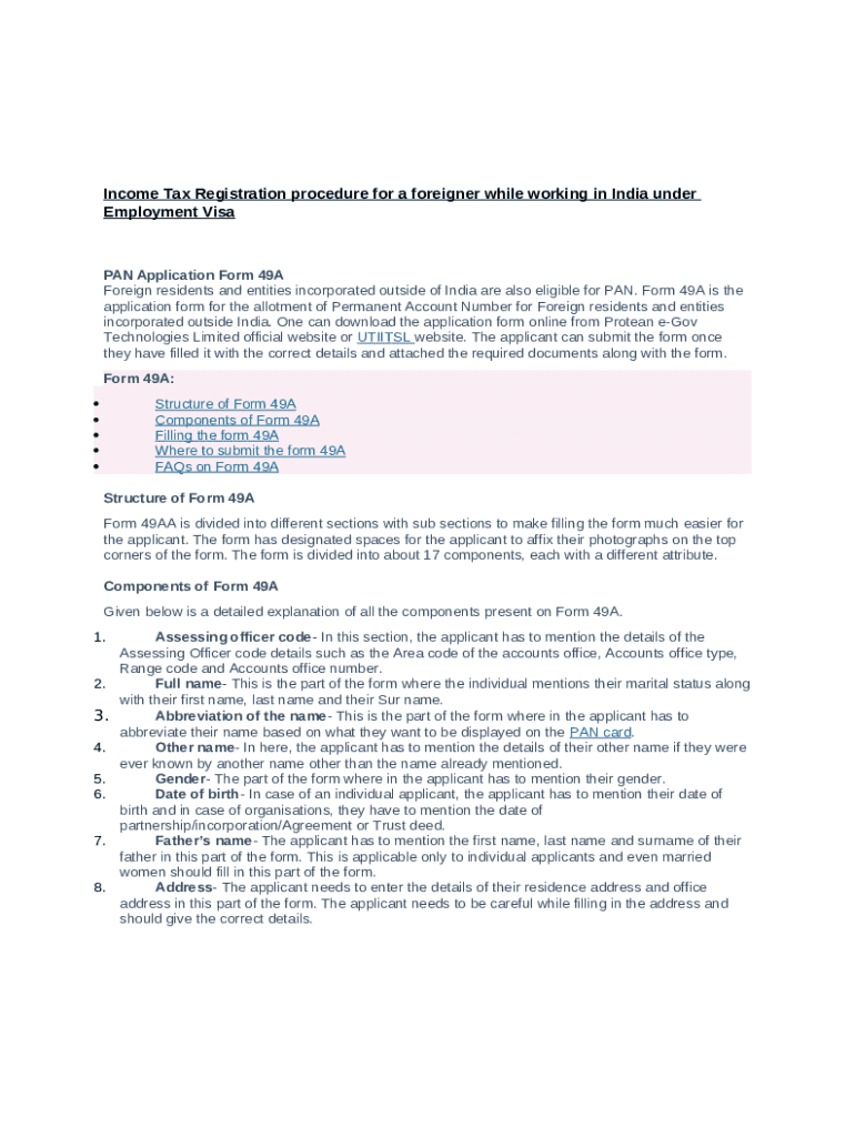 New PAN ( 49AA) Doc Template | pdfFiller