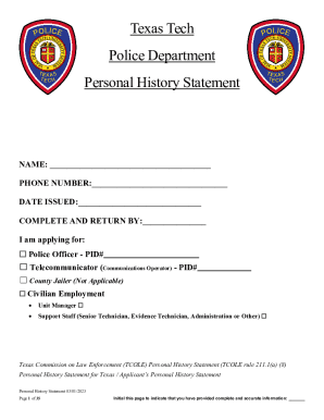 Fillable Online Texas Tech Police Department Recruiting Fax Email Print ...