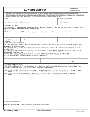 Fillable Online DD Form 1664 Data Item Description Fax Email Print ...