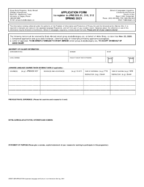 Fillable Online APPLICATION FORM SPRING 2021 Fax Email Print - pdfFiller