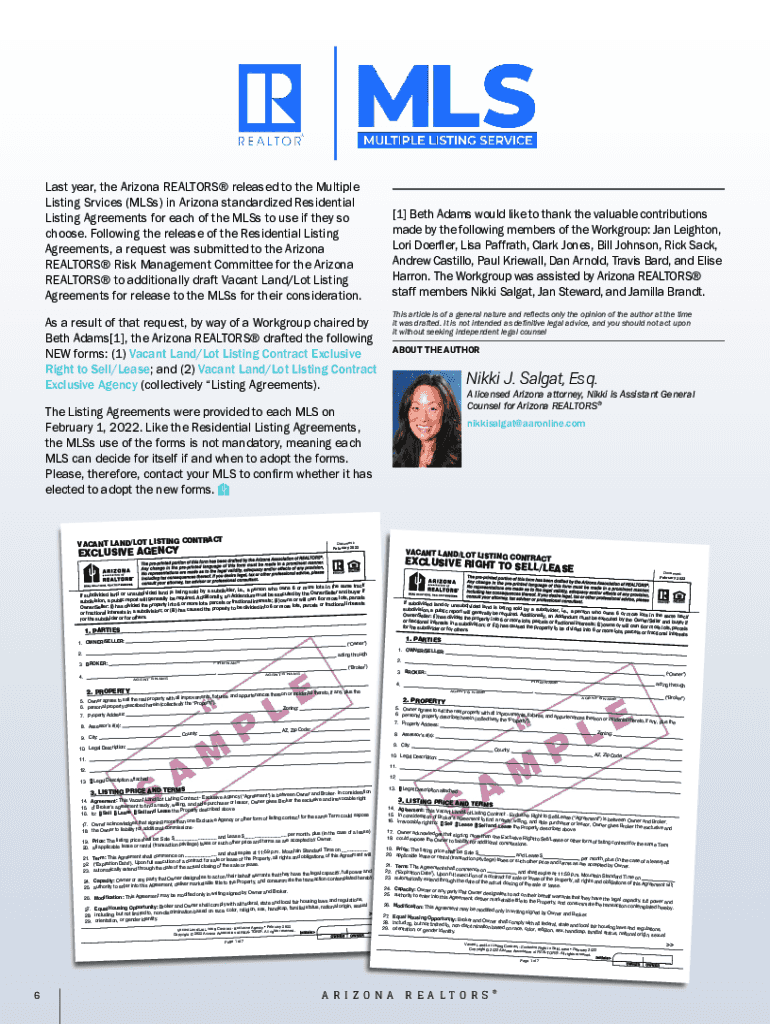 Fillable Online NEW Vacant Land/Lot Multiple Listing Service Forms ...