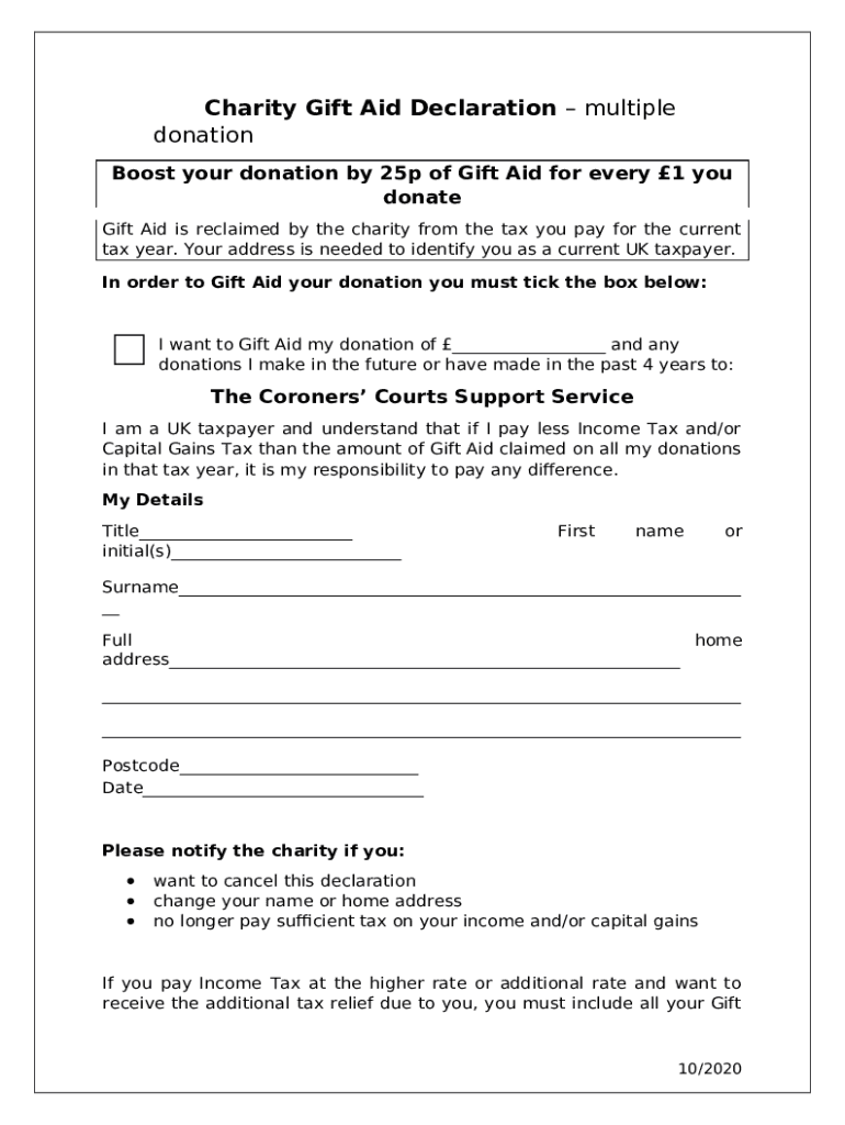 Gift Aid - Great Ormond Street Hospital Children's Charity Doc Template | pdfFiller