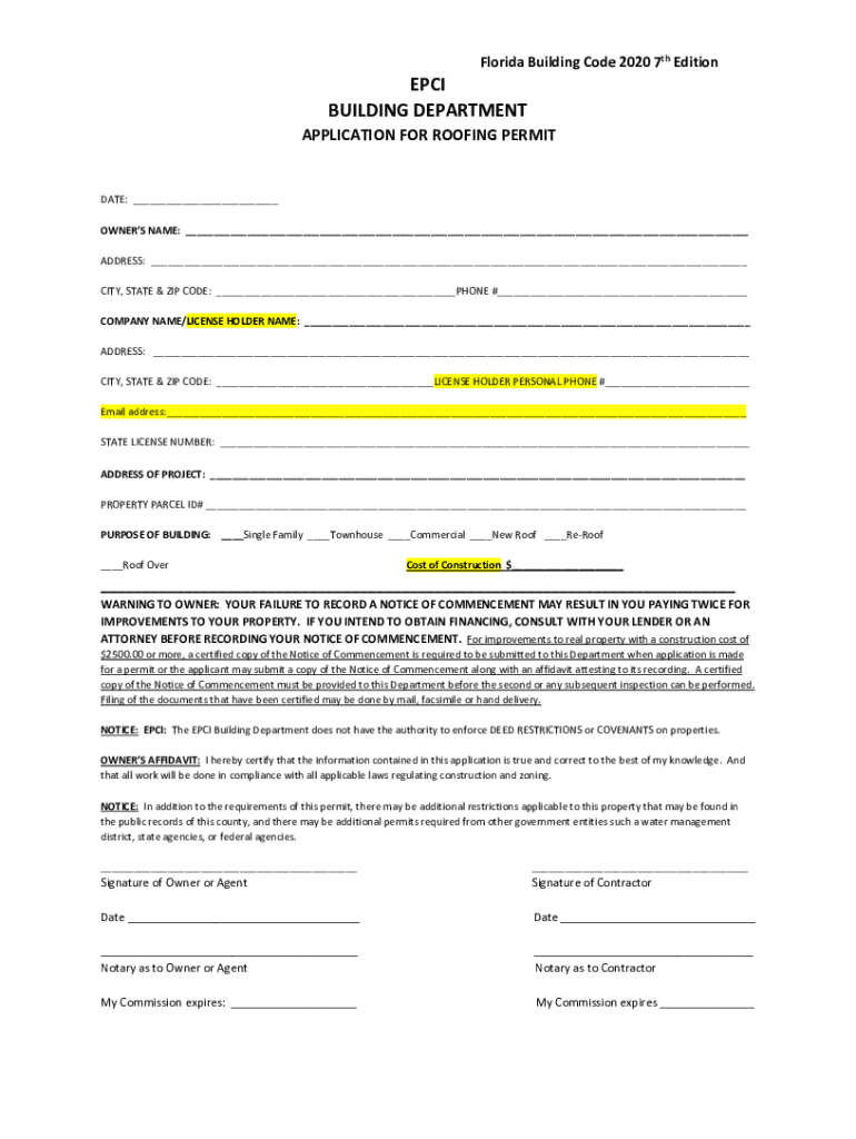 Fillable Online EPCI BUILDING DEPARTMENT Fax Email Print - pdfFiller