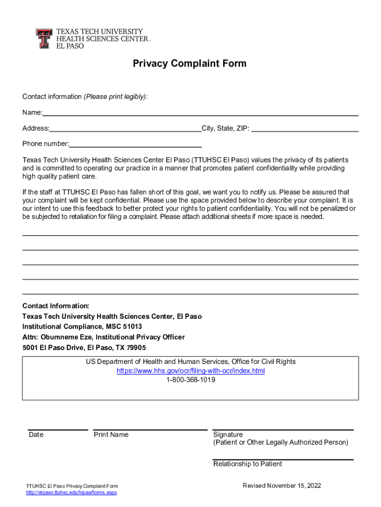 Fillable Online Privacy-Complaint-Form.pdf Fax Email Print - pdfFiller