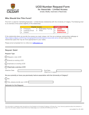 Fillable Online ' UCID Number Request Form: For Associate - Limited ...