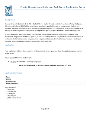 Fillable Online Equity Diversity and Inclusion Task Force Application ...