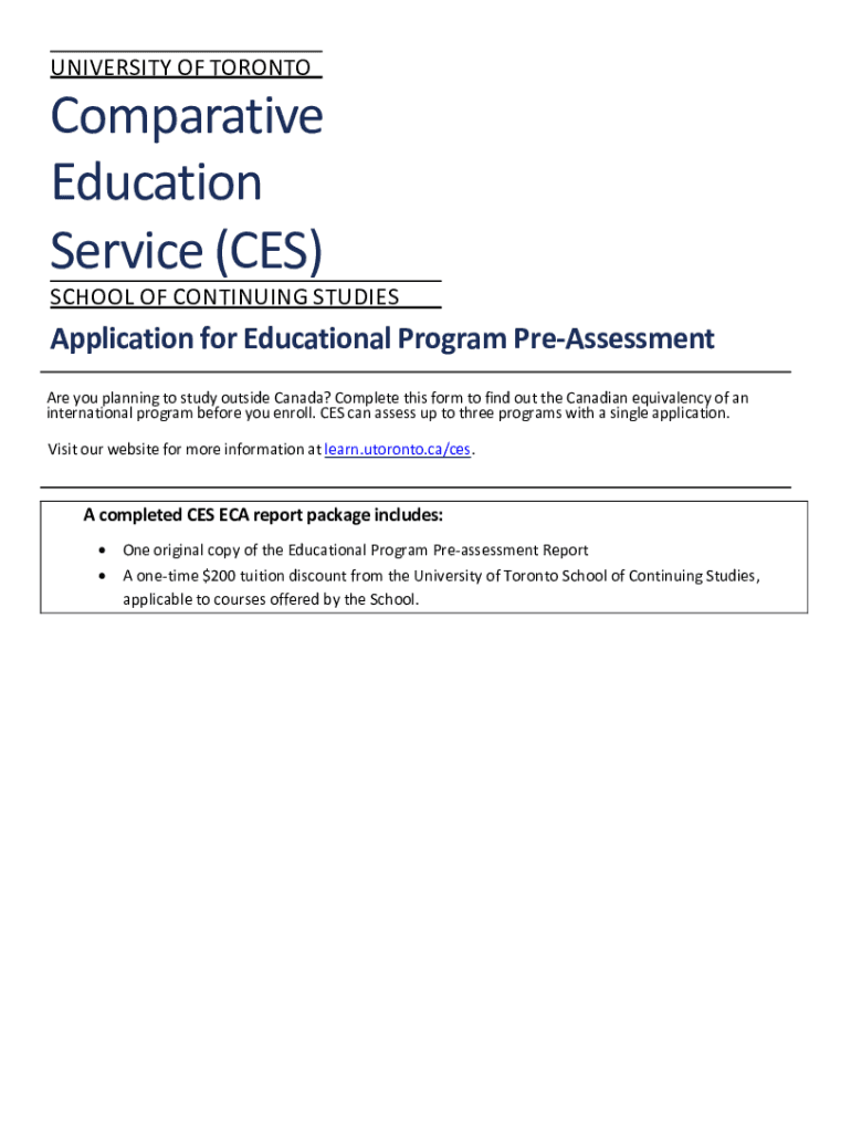 Fillable Online Application PreAssessment of Educational Credential. Educational Credential ...