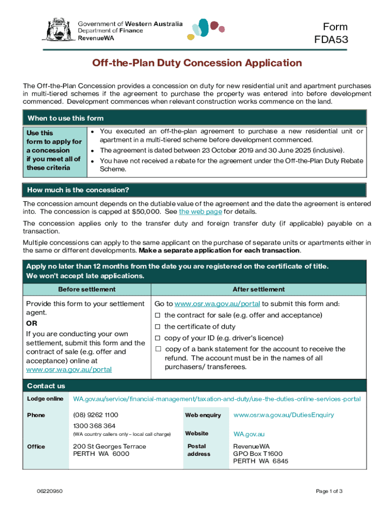 Fillable Online Off-the-plan concession - pre-construction application Fax Email Print - pdfFiller