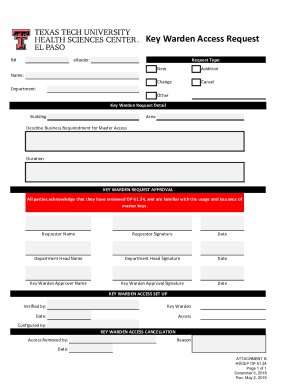 Fillable Online OP 6124 Key Warden Request Form - Draft 3-15-19.xlsx Fax Email Print - pdfFiller