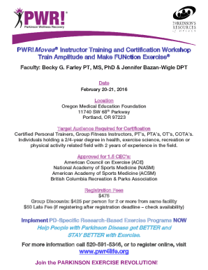 Fillable Online PWR!Moves Instructor Training and Certification ...