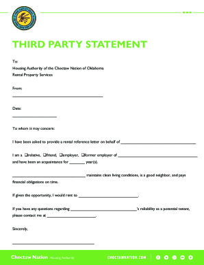 Fillable Online THIRD PARTY STATEMENT Fax Email Print - pdfFiller