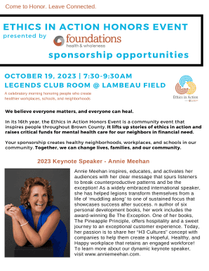 Fillable Online 2023 Ethics in Action Sponsor Sheet - 5-31-2023 Fax ...