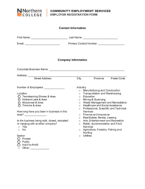Fillable Online Community Employment Services Employer Form. Community ...